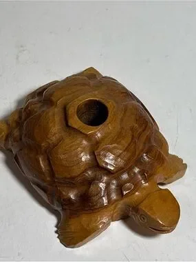 Other | Hand Carved Wood Turtle Toothpick Holder 4 Long Beautiful ...
